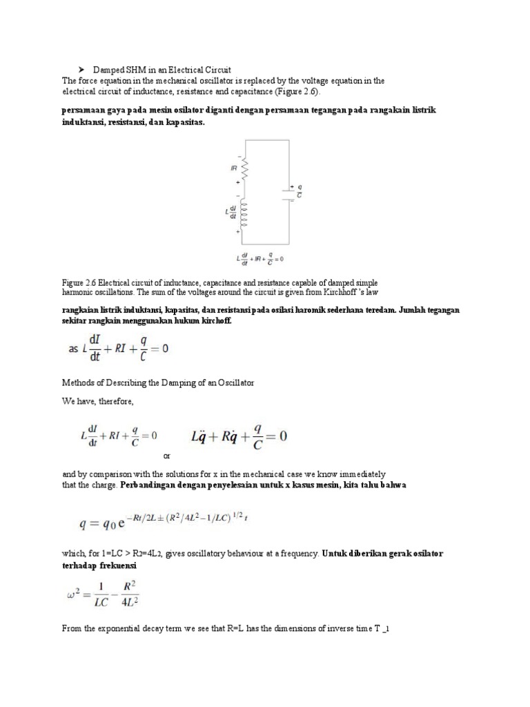 Damped SHM in An Electrical Circuit | PDF