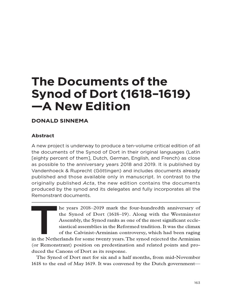The-Documents-of-the-Synod-of-Dort-1618-1619-A-New-Edition | PDF