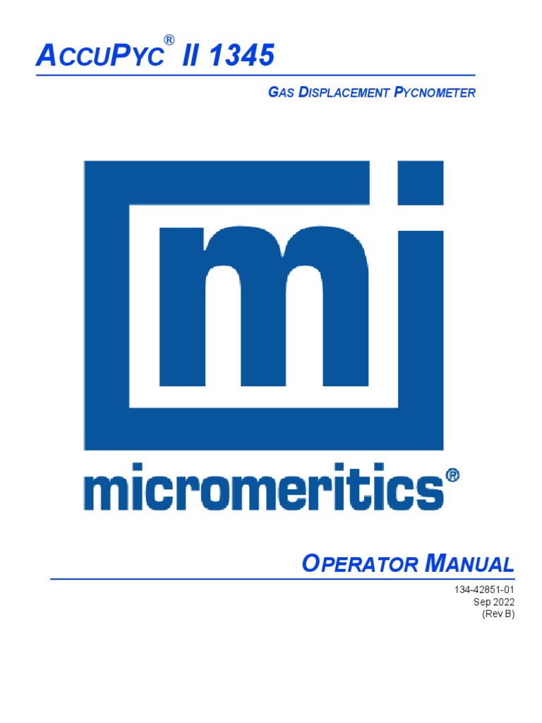 AccuPyc II 1345 Operator Manual Rev B Sep 2022 | PDF | Icon (Computing ...