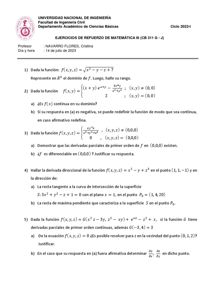 Ejercicios de Refuerzo | PDF