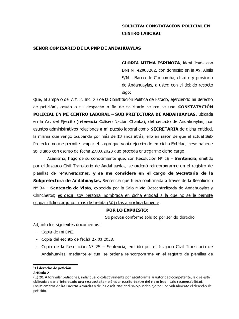 Solicita Constatacion Policial | Descargar gratis PDF | Policía | Gobierno