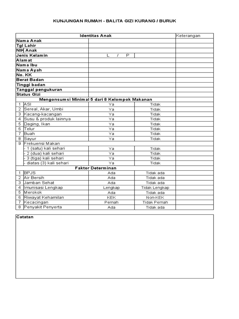 Format Kunjungan RMH Balita Dan Bumil | PDF | Kesehatan Holistik | Gaya Hidup