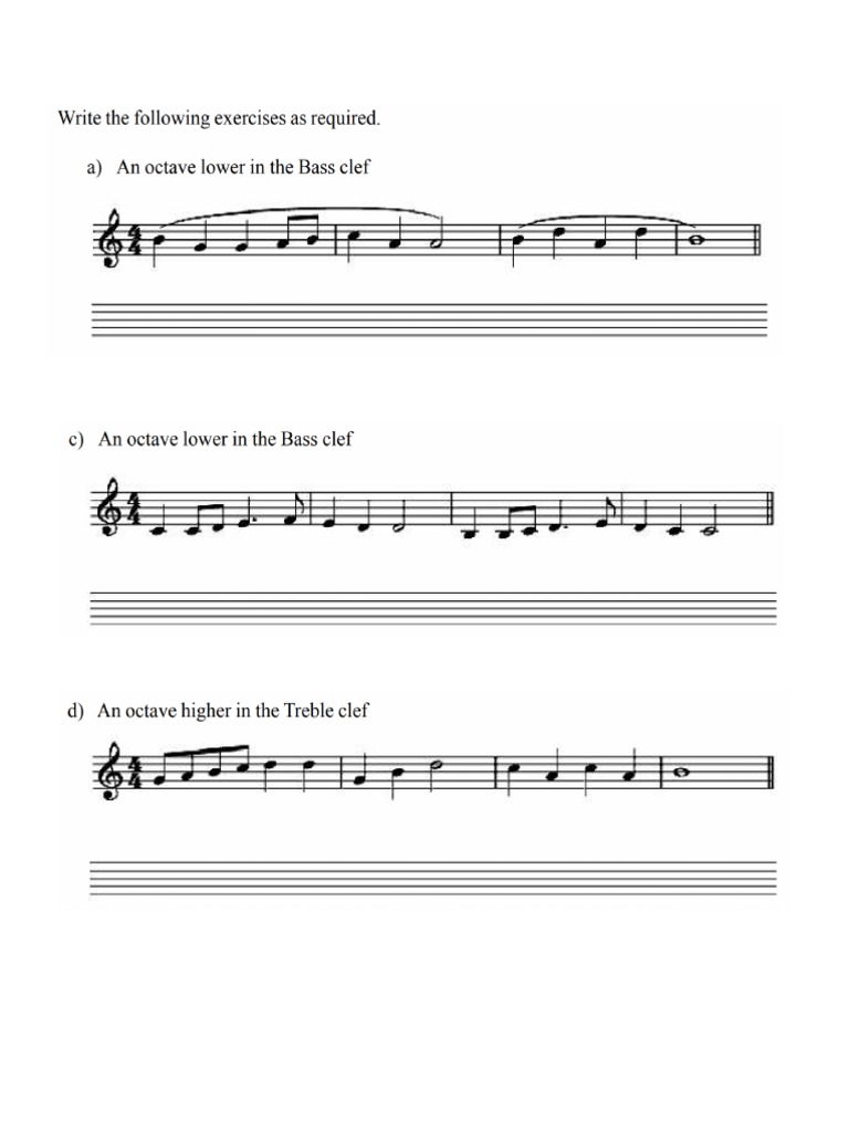 Transposing Exercises - Grade 1 | PDF