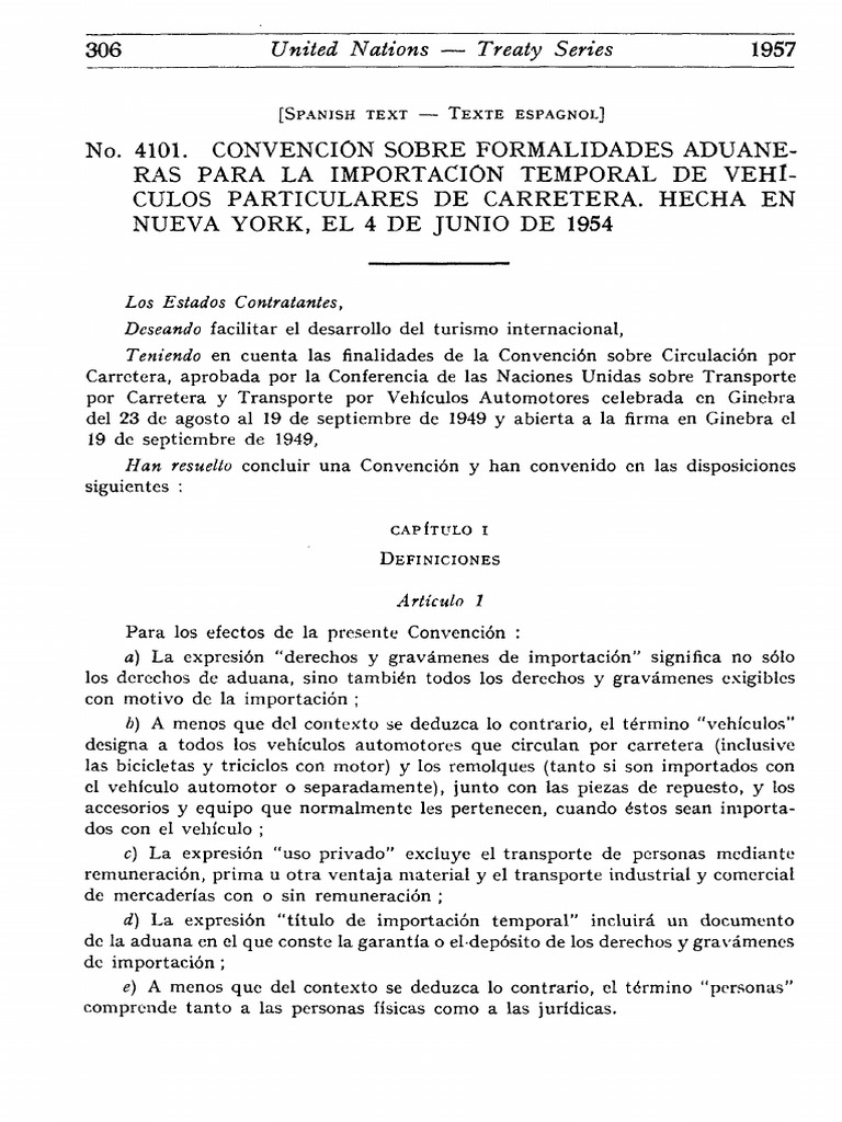 Convenio NY 1954 | PDF | Convenio europeo de derechos humanos | aduana