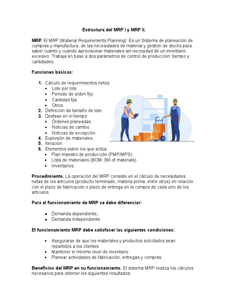 Estructura del MRP I y MRP II | PDF | Economias | Business