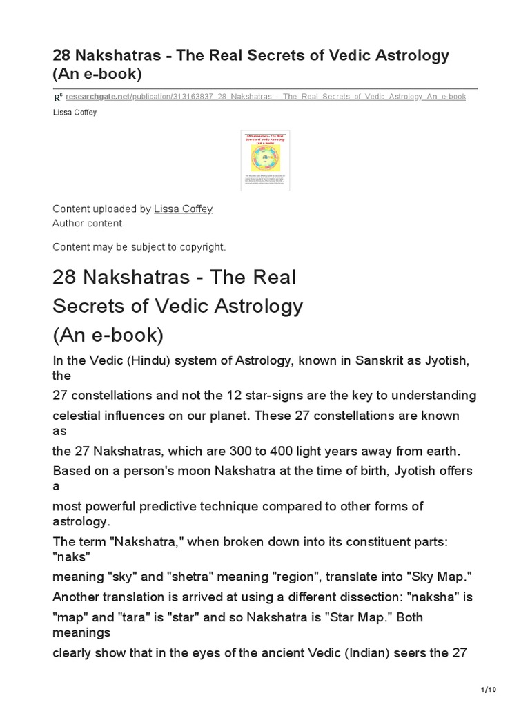 28 Nakshatras - The Real Secrets of Vedic Astrology An E-Book | PDF
