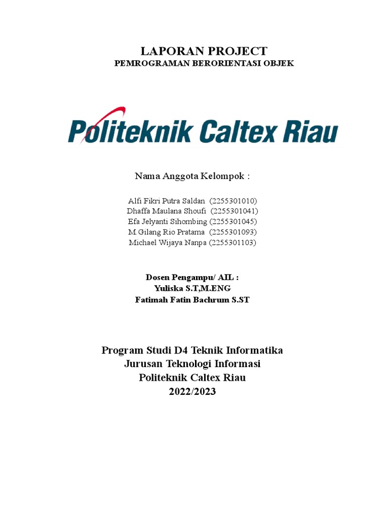 Laporan Akhir Project PBO (Fix) | PDF