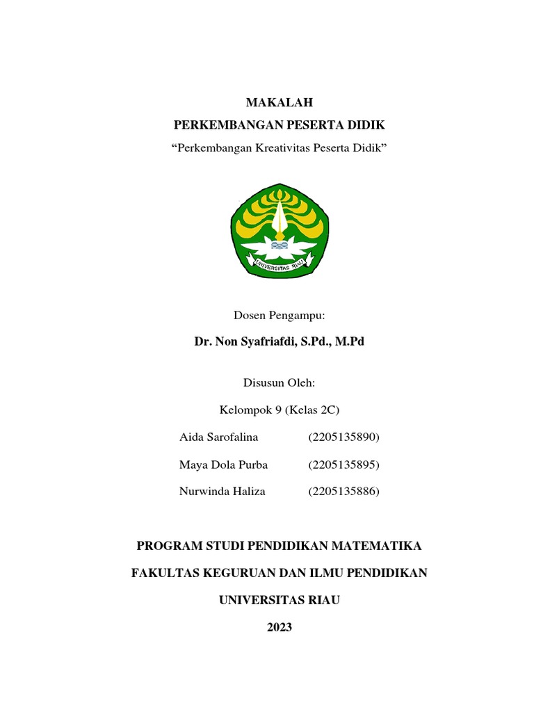 Makalah PPD Kelompok 9 - Pengembangan Peserta Didik | PDF | Pengembangan Diri | Sains & Matematika