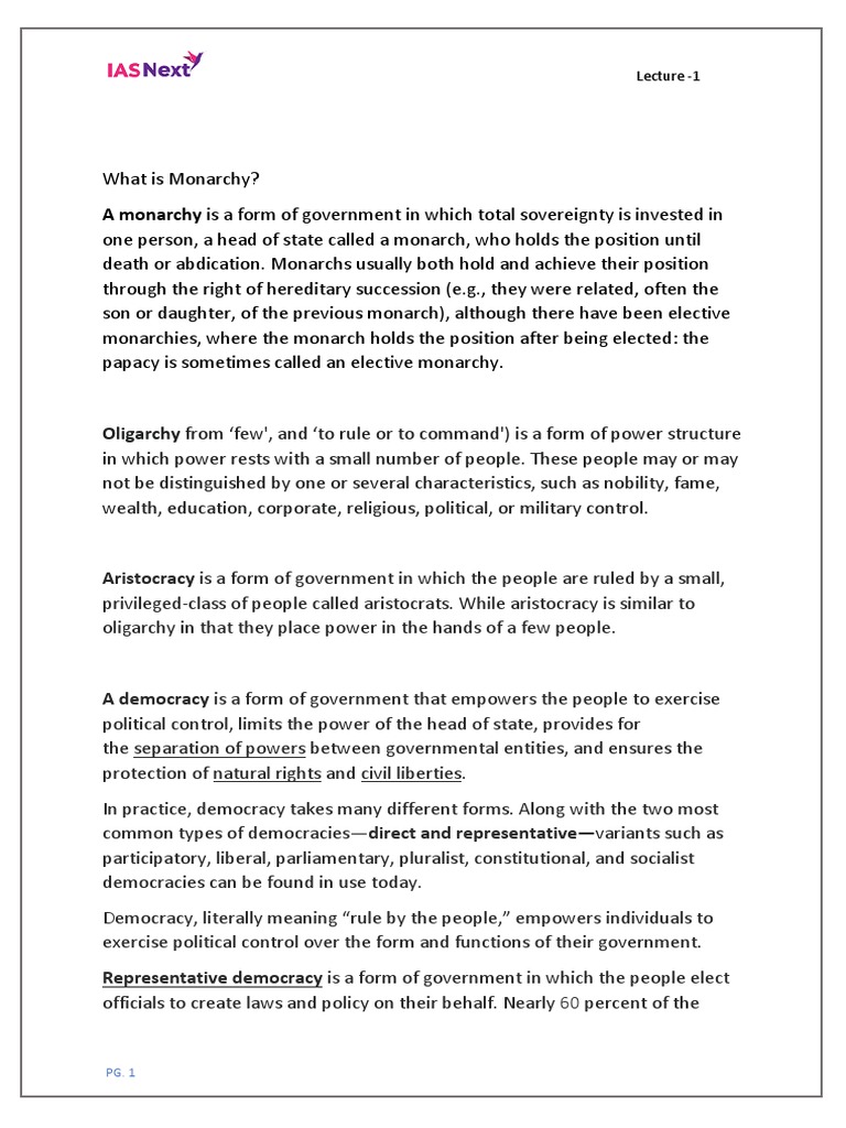 Indian Polity Notes by Ias Next | PDF | Citizenship | Monarchy