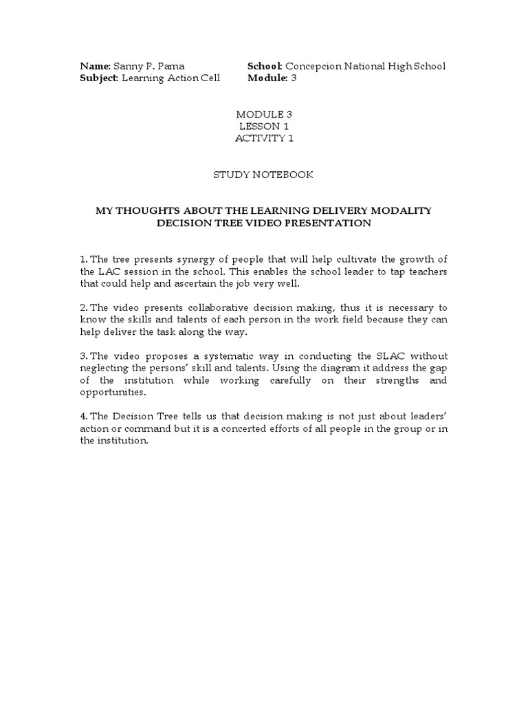 Module 3 Lesson 1 Activity 1 | PDF