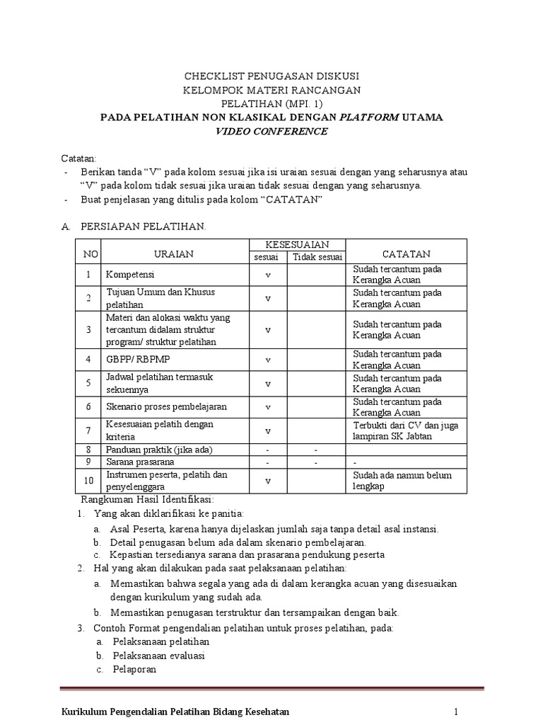 Ceklist Penugasan MPI 1 | PDF