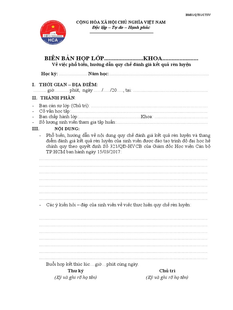 BM01-Bien Ban Hop Lop 2 | PDF