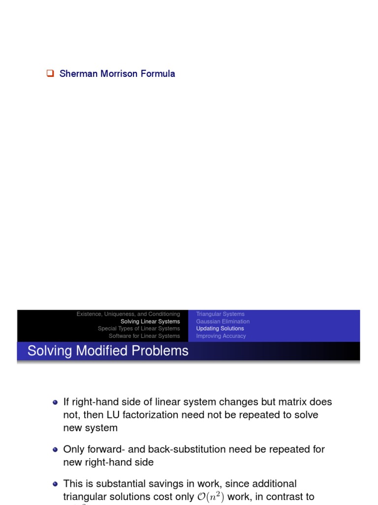 Sherman Morrison Formula | PDF