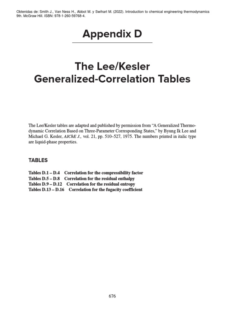 Tablas de Lee-Kesler | PDF | Thermodynamic Properties | Mechanics