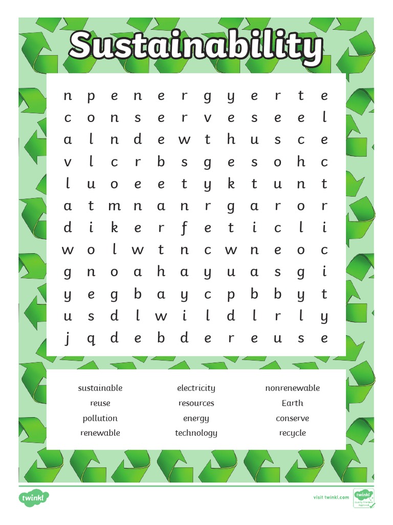 Au t2 D 81 Sustainability Word Search | PDF | Wellness | Science ...