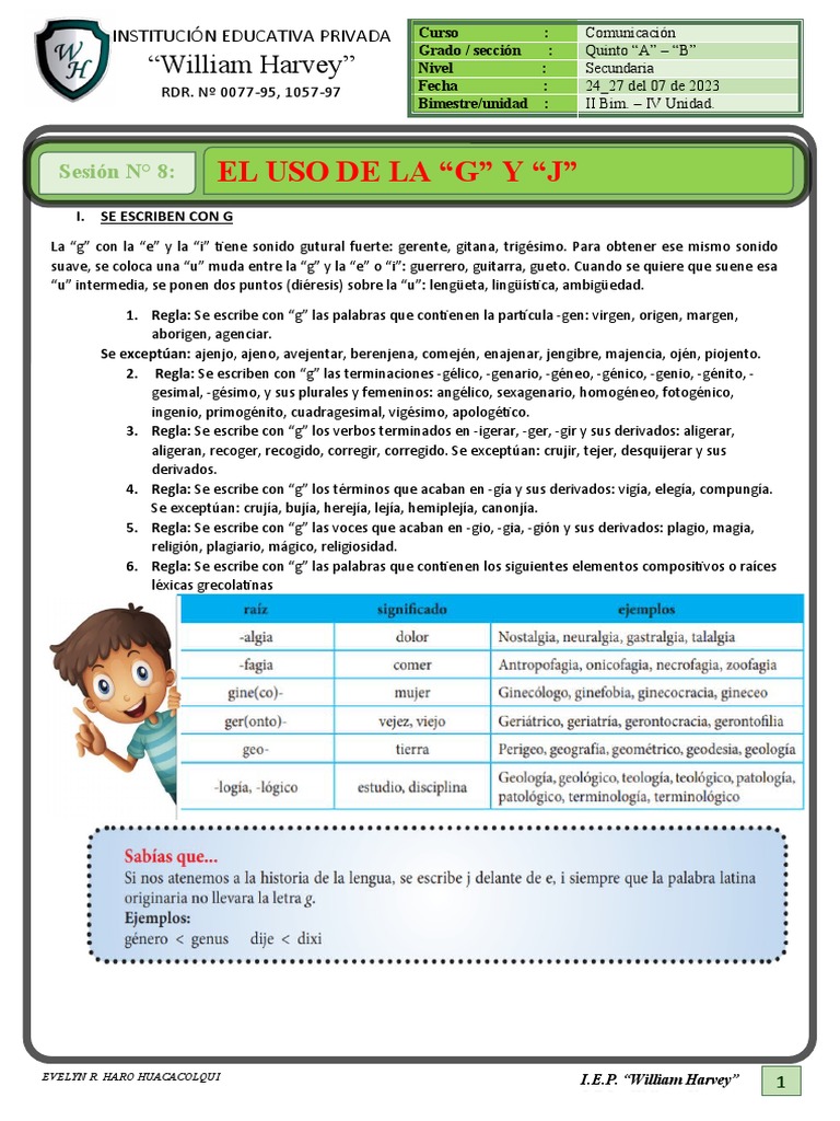 Sesión 08 - IV U - El Uso de La G-J | PDF | Lingüística