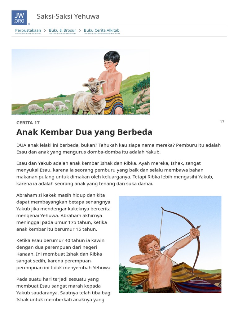 Yakub Dan Esau-Anak Kembar Dua Yang Berbeda - Cerita Alkitab | PDF