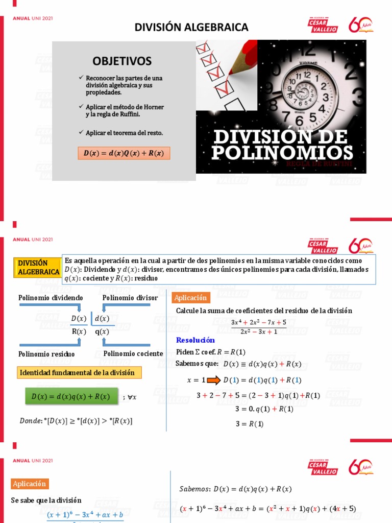 A - C3 - DIVISION DE POLINOMIOS - Teoria | PDF | División (Matemáticas ...