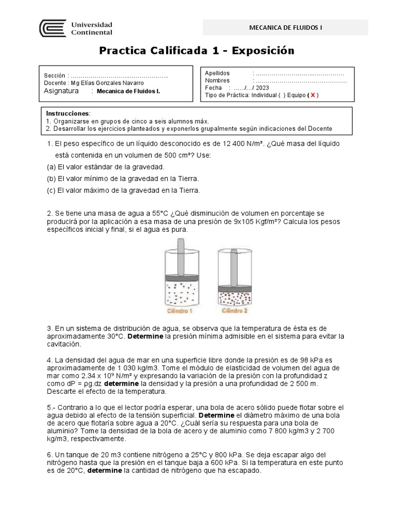 Tarea Grupal I U I Exposicion - Docx MEC FLUIDOS I | PDF | Viscosidad | Presión