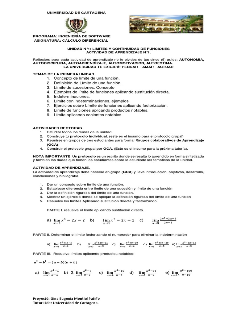Actividad de Aprendizaje 1 CALCULO DIFERENCIAL | PDF | Métodos y ...
