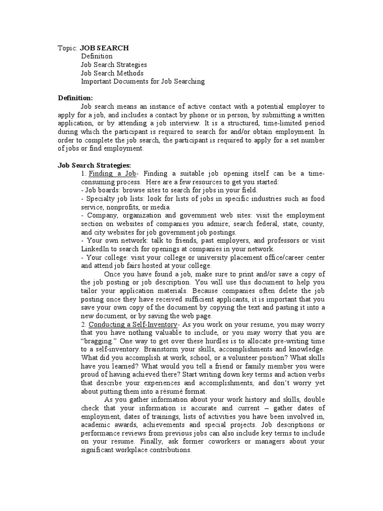 TW Job Search Report My | PDF | Résumé | Recruitment