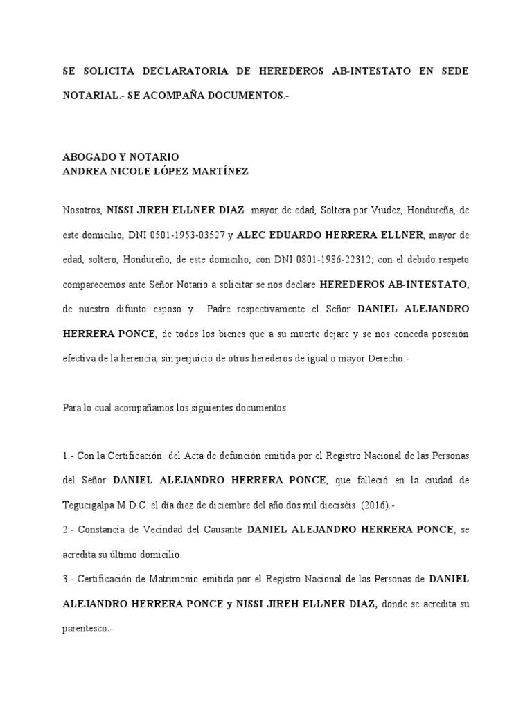 Declaratoria de Herederos | PDF