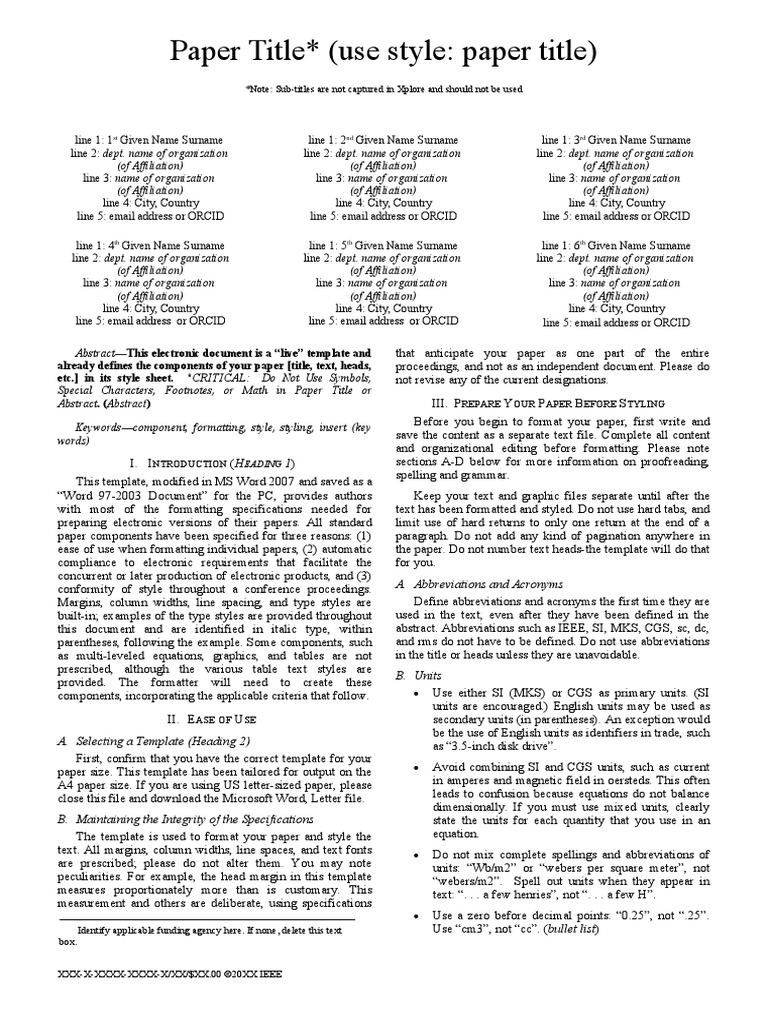 Formatting Template for Academic Papers | PDF | International System Of ...