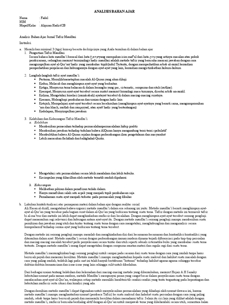 Analisis Bahan Ajar KB 1 | PDF