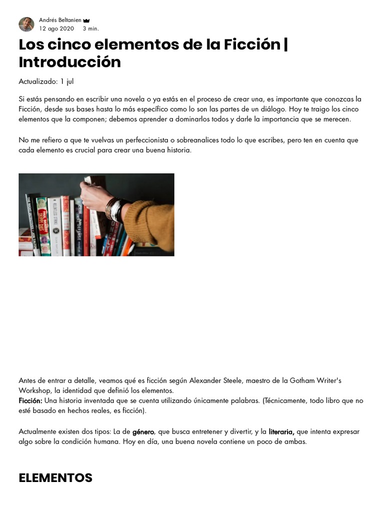 Los cinco elementos de la Ficción _ Introducción | PDF