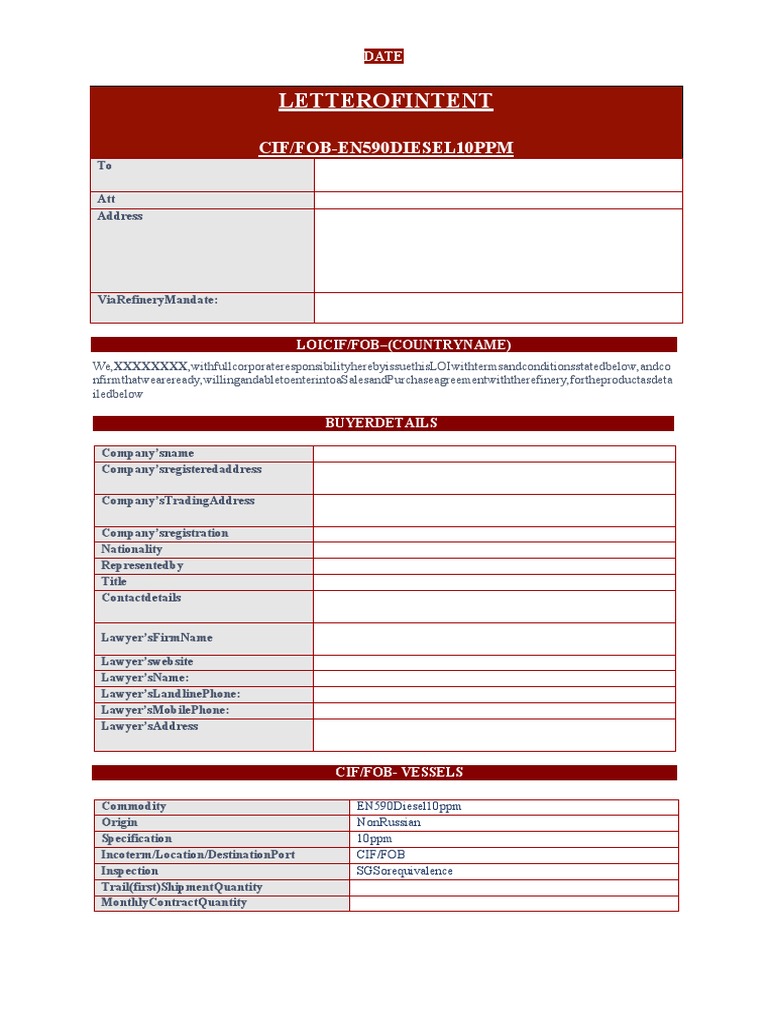 Loi Template For En590 | PDF