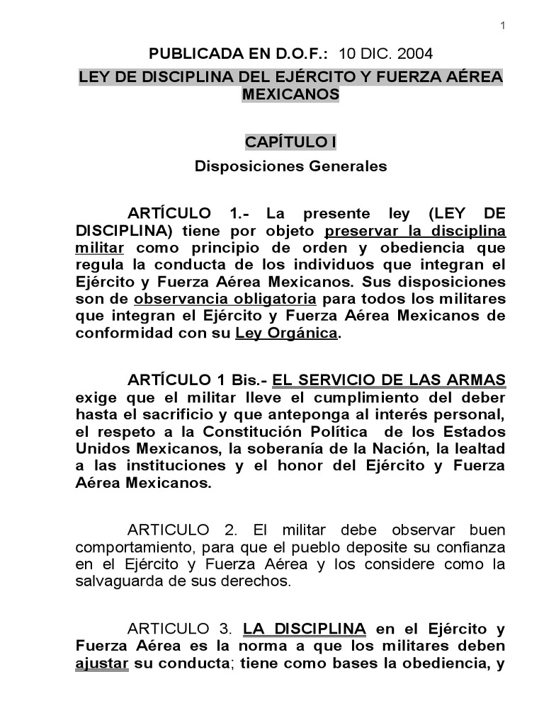 Ley de Disciplina Militar 2024 | PDF | Disciplinas | Militar