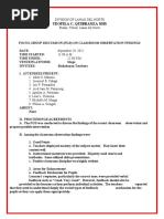 Sample FGD Minutes | PDF | Teachers | Mentorship