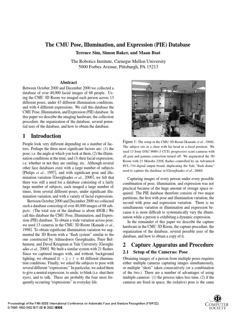 The Cmu Pose Illumination and Expression Pie Database | PDF The Cmu Pose Illumination and Expression Pie Database | PDF