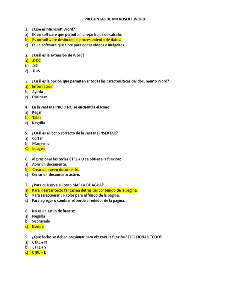 Preguntas de Microsoft Word | PDF | Microsoft Word | Ventana (informática)