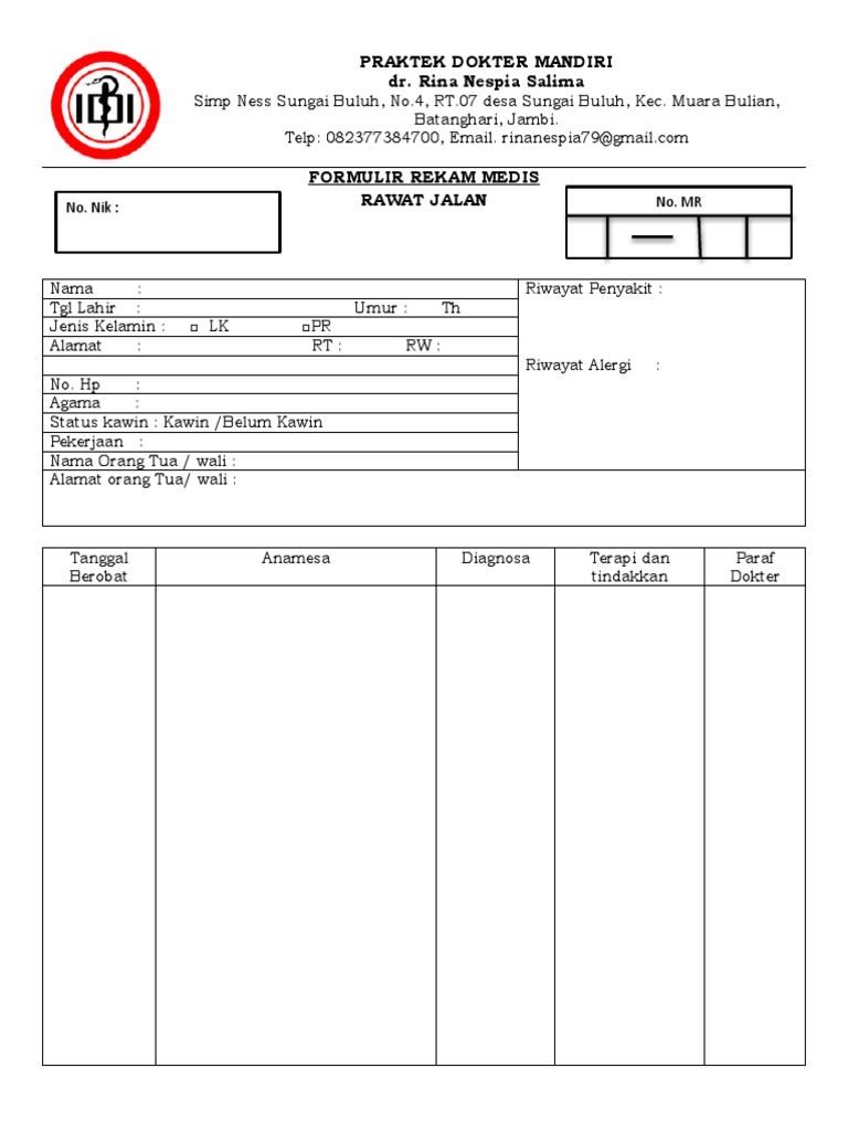 Form Rekam Medis | PDF
