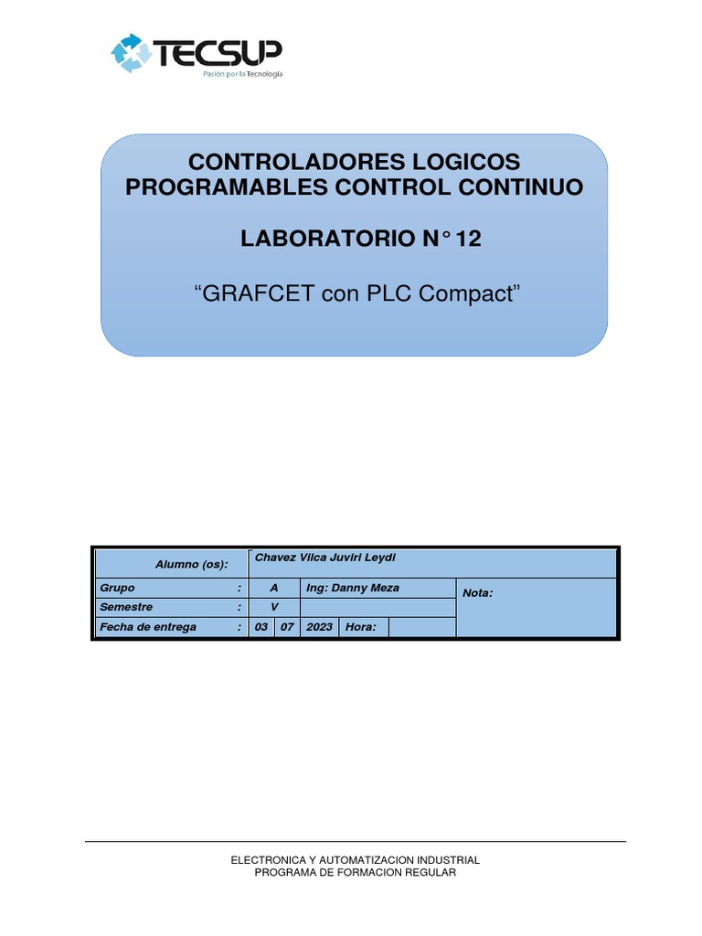 Lab 15 Grafcet Con El PLC Compact | PDF | Controlador lógico programable | Programa de computadora