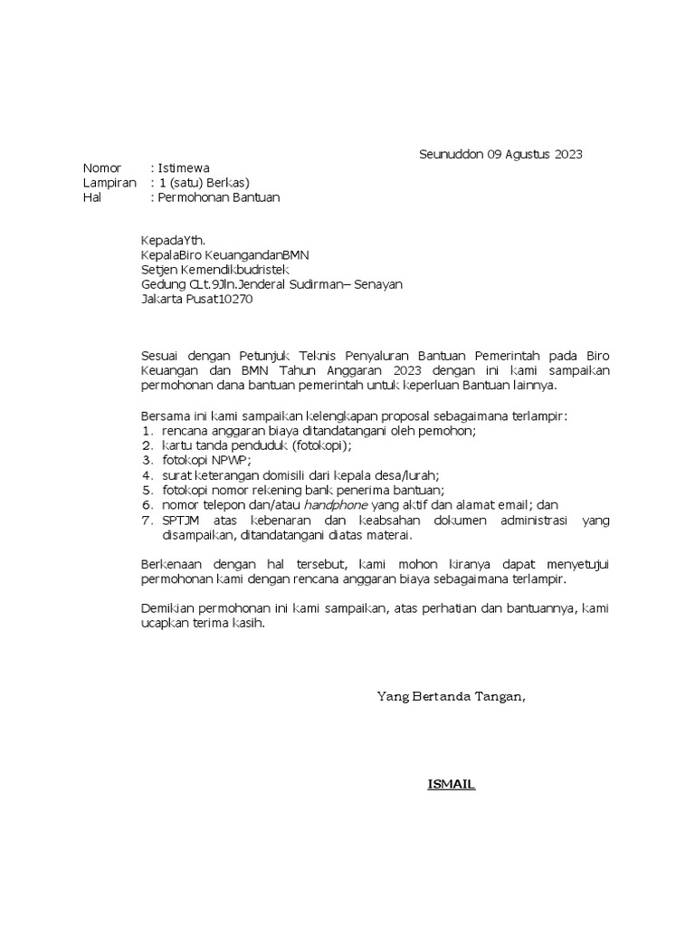 DRAFT SURAT PERMOHONAN PERORANGAN Ok | PDF
