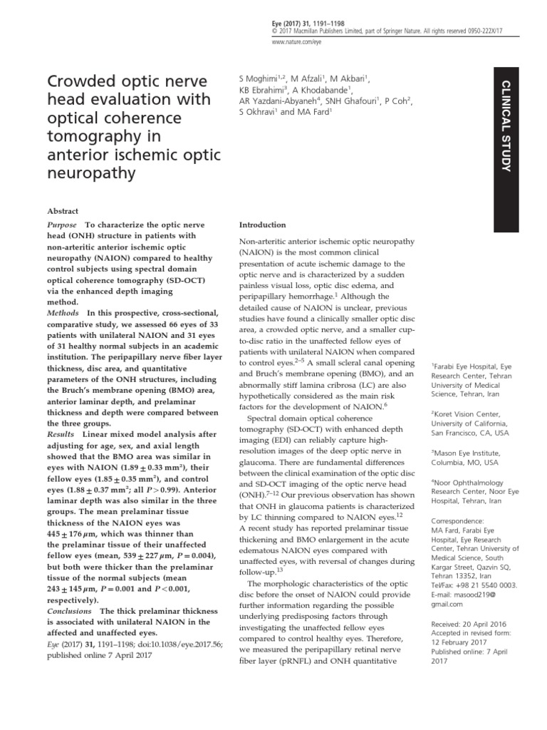 Crowded Optic Nerve Head Evaluation With Optical Coherence Tomography ...