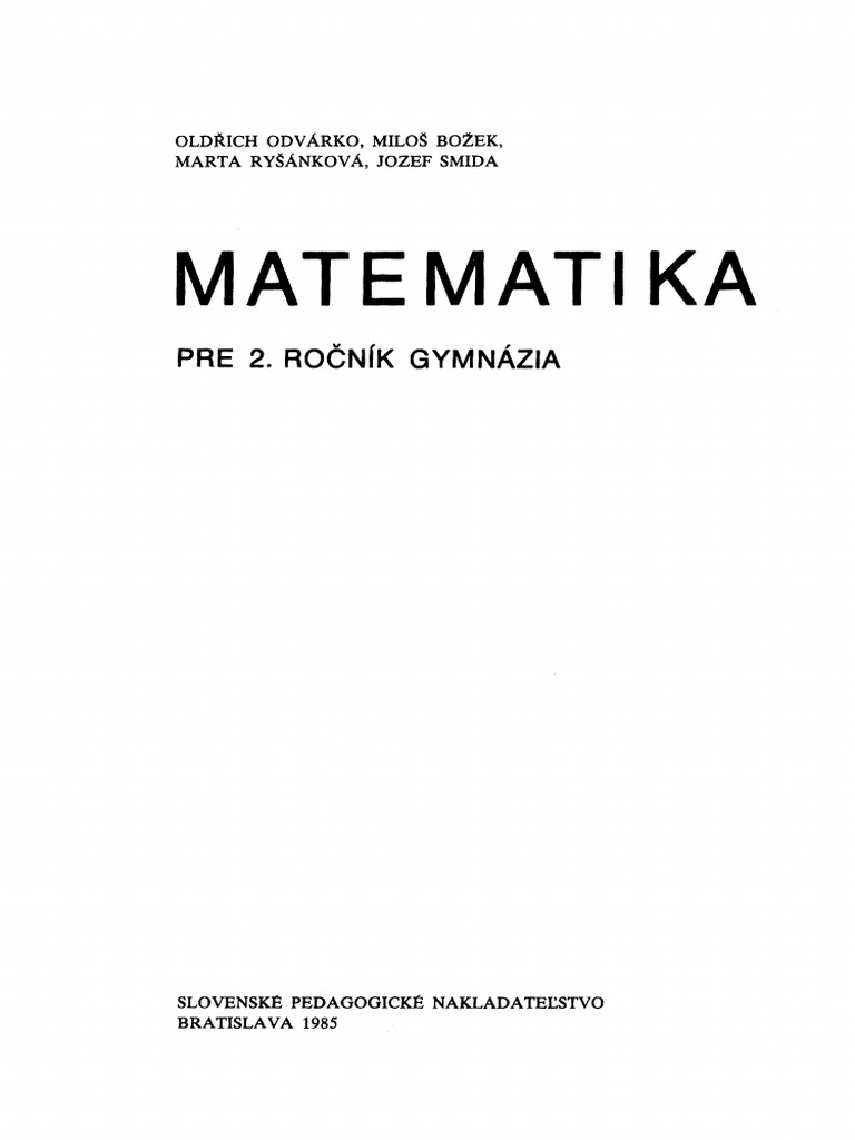 Matematika Pre 2. Ročník Gymnázia | PDF