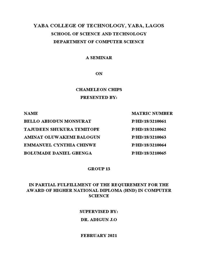 Chameleon Chips | PDF