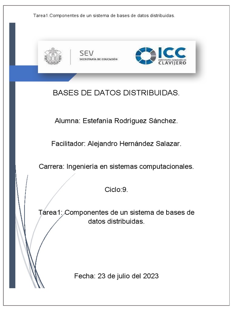 Tarea1.base de Datos Distribuidas | PDF | Bases de datos | Escalabilidad