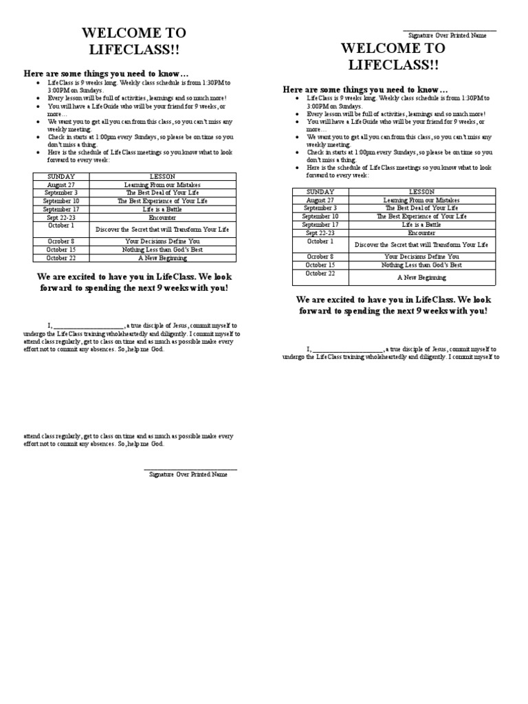 Welcome To LifeClass | PDF | Religious Belief And Doctrine | Theology