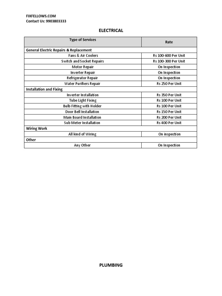 Final List of Rate Chart | PDF | Plumbing | Tap (Valve)