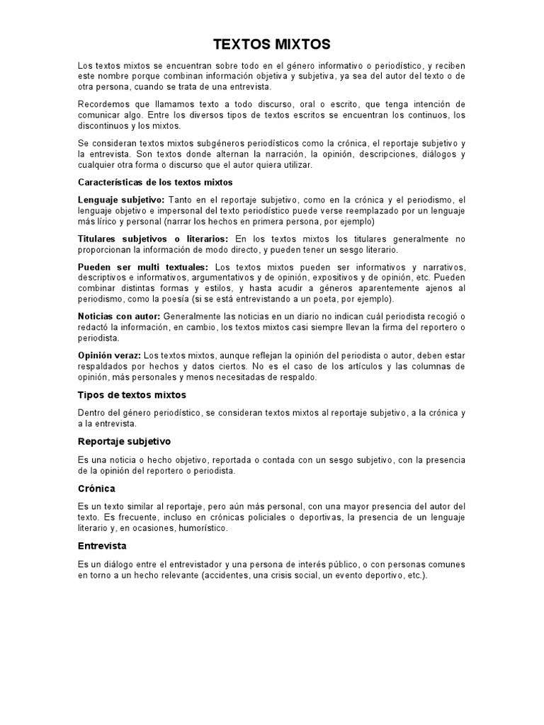 Textos Mixtos | PDF | Escritura | Comunicación humana