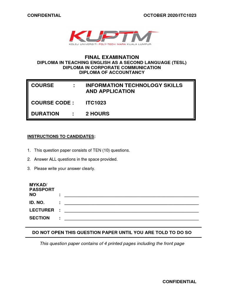 Itc1023 Seta QP | PDF | Operating System | Computer Network