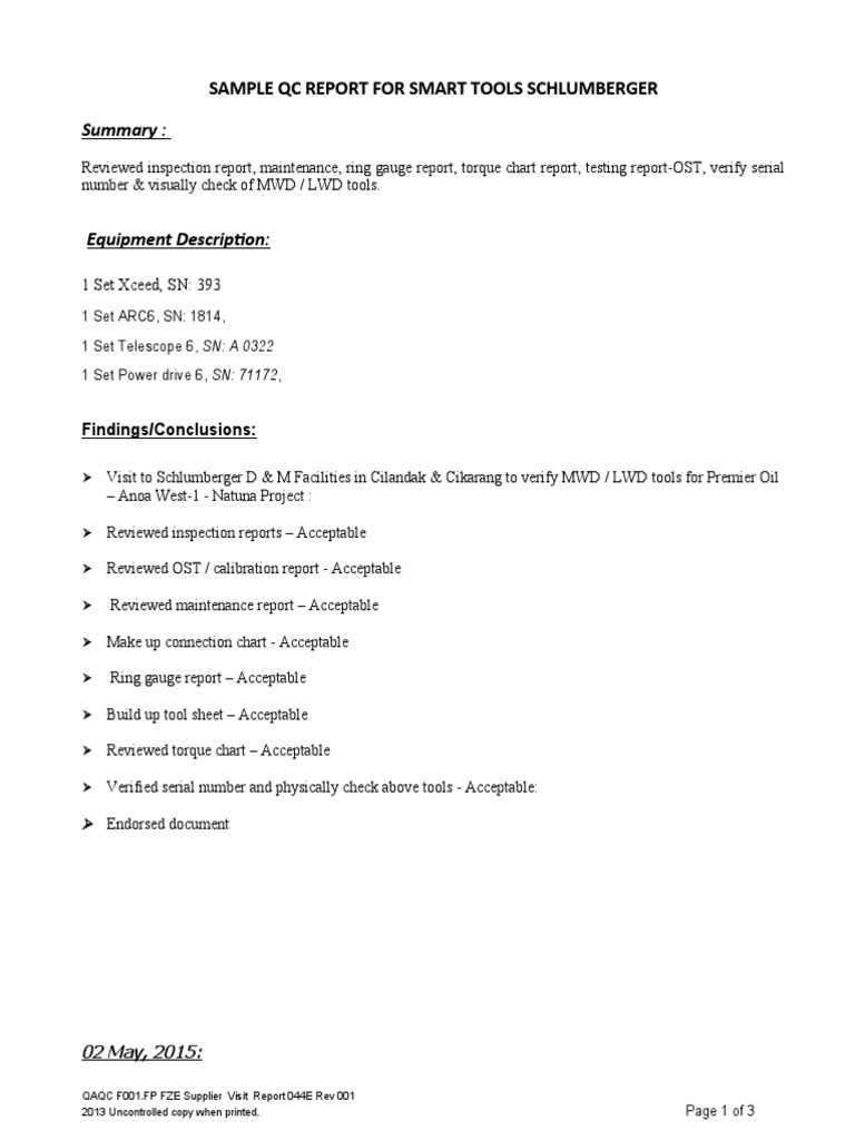 Sample Report Schlumberger MWD-LWD Tool | PDF | Systems Engineering ...