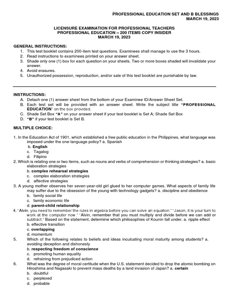 Teacher Licensure Exam Guide | PDF