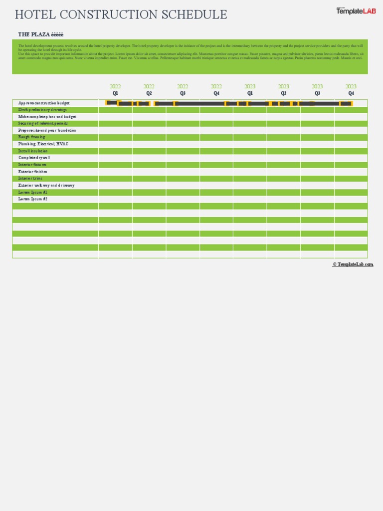 Hotel Construction Schedule | PDF