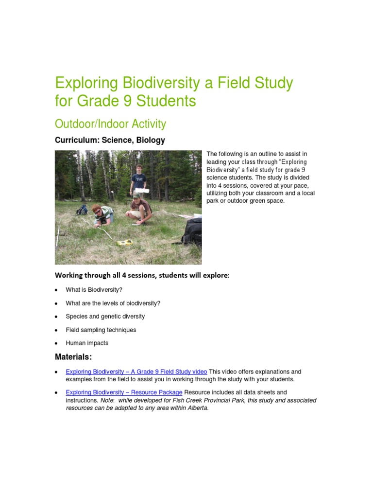 Exploring Biodiversity A Field Study Final | Download Free PDF ...