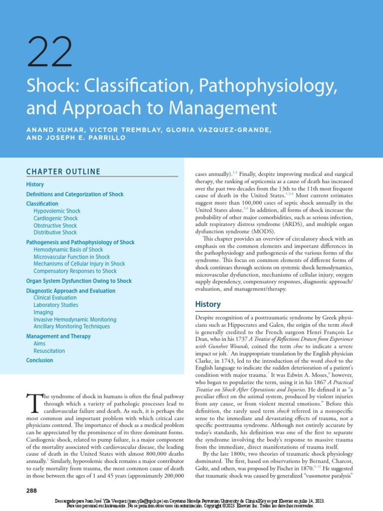 Shock: Classification, Pathophysiology, and Approach To Management ...